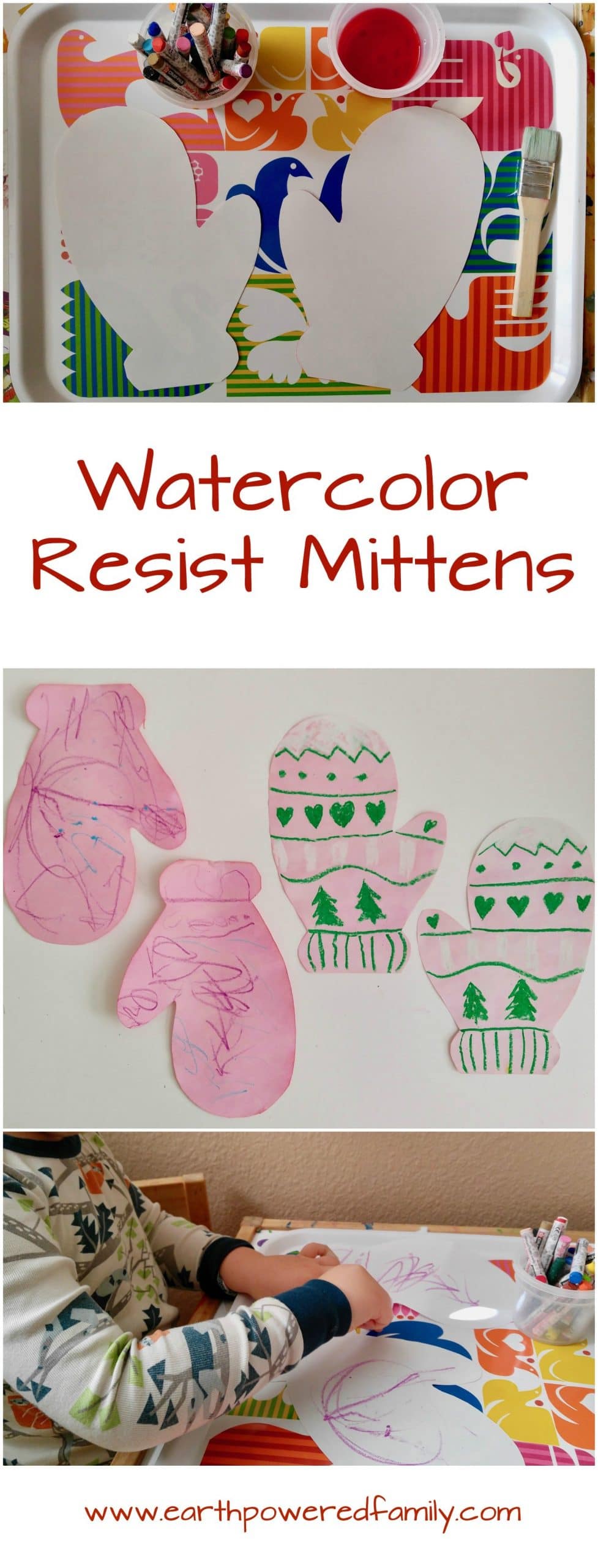 Watercolor Resist Mittens | Earth Powered Family